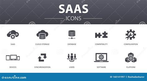 Saas Simple Concept Icons Set Contains Stock Vector Illustration Of Simple Sign 160141997