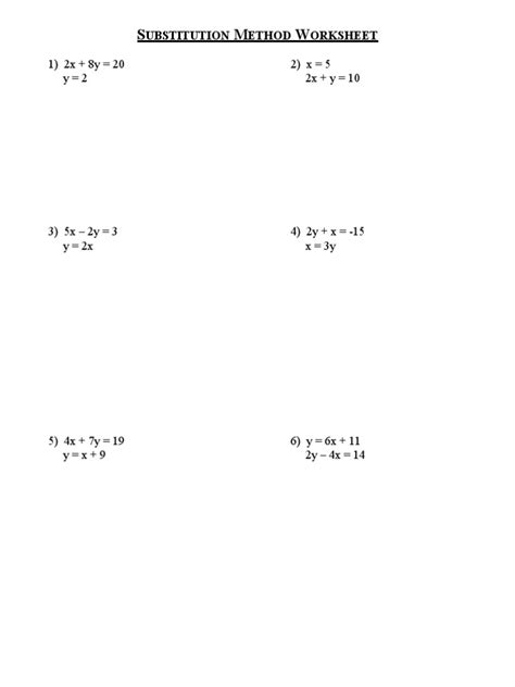 Substitutionmethodws Pdf Worksheets Library