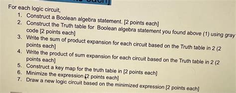 Solved For Each Logic Circuit 1 Construct A Boolean