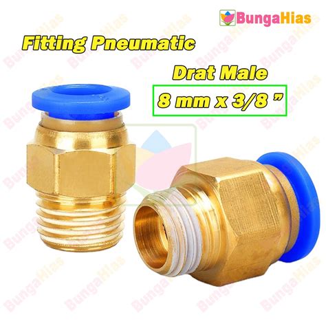 Jual Fitting Pneumatic Lurus Male 8 Mm X 38 Drat Luar Slip Lock Selang