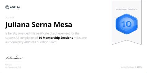 Juliana Serna Mesa On Linkedin Awarded For 10 Mentorship Sessions
