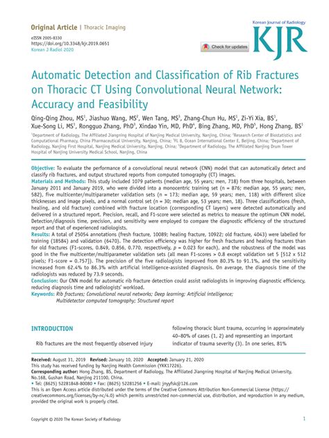 Pdf Automatic Detection And Classification Of Rib Fractures On
