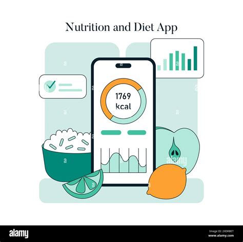 Nutrition And Diet App Concept Interface Of Mobile Application Tracking Calories With Food