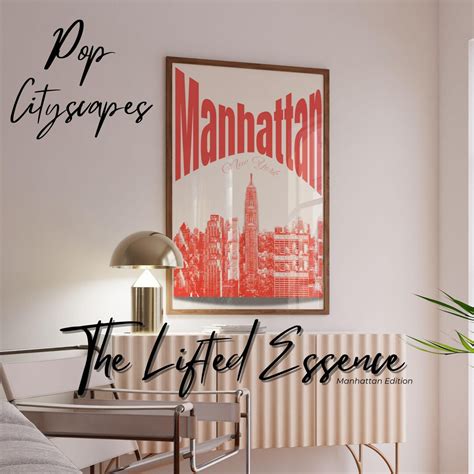 Vintage Manhattan Skyline Art Print New York City Decor Digital