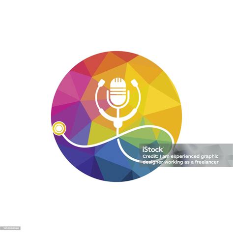의사 팟캐스트 벡터 기호 디자인입니다 청진기 및 마이크 그림 기호입니다 개념에 대한 스톡 벡터 아트 및 기타 이미지 개념 개념과 주제 건강관리와 의술 Istock