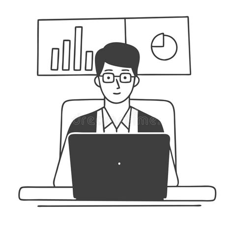 Business Analyst Working On Laptop With Graphs In Office Setting Vector