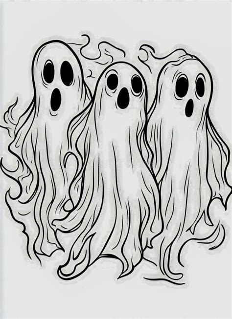 Cute Ghost Trio Outline Stock Illustrations 2 Cute Ghost Trio Outline