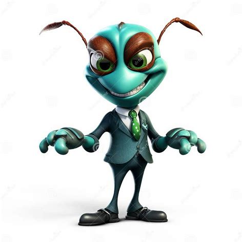 Lively Cartoon Bug In Suit With Blue Eyes Stock Illustration