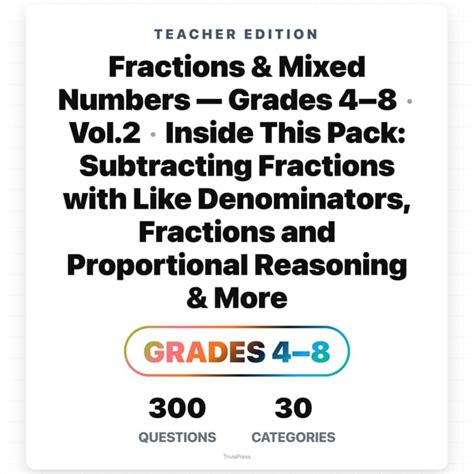 Multiplying Mixed Numbers Math Skills Grades 4 8 By Trivia Press