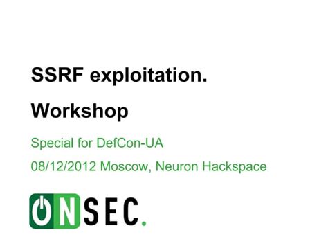 ssrf workshop ppt