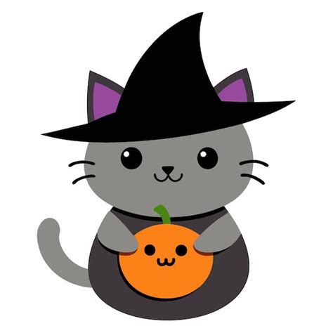 A Cute Black Cat Wearing A Purple Witch Hat With Green Eyes Perfect