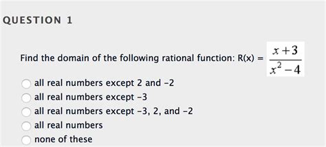 Solved Find The Domain Of The Following Rational Function Chegg