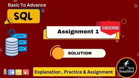 Assignment 1 Solution Sql Tutorial Practice Youtube