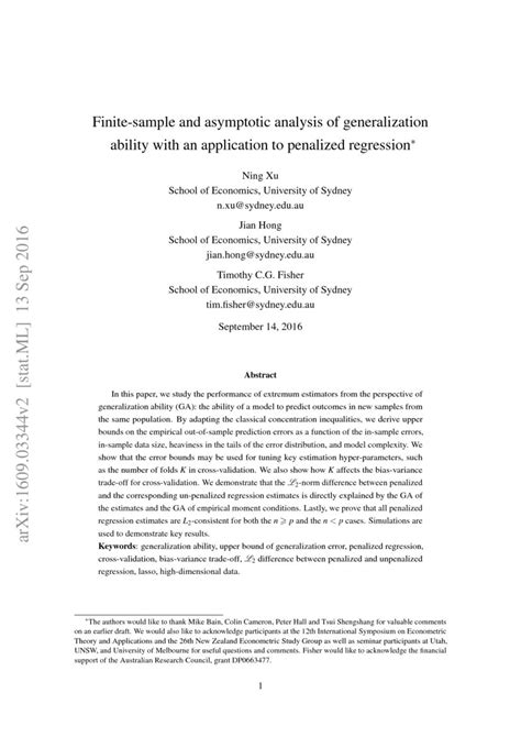 Finite Sample And Asymptotic Analysis Of Generalization Ability With An