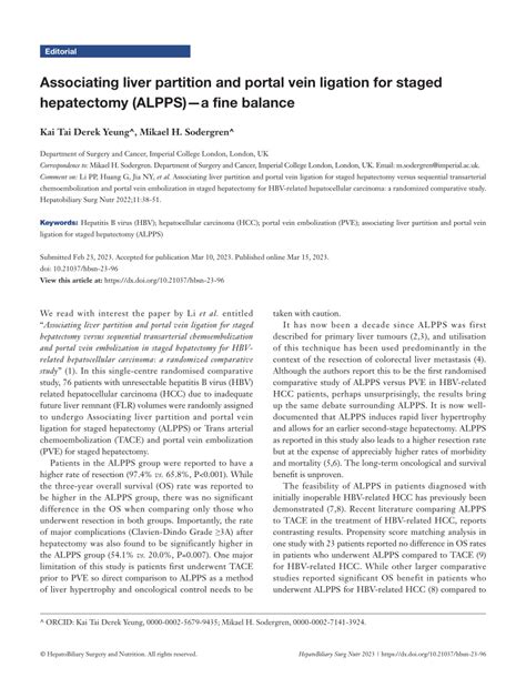 PDF Associating Liver Partition And Portal Vein Ligation For Staged
