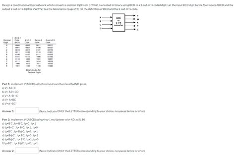 Solved Design A Combinational Logic Network Which Converts A