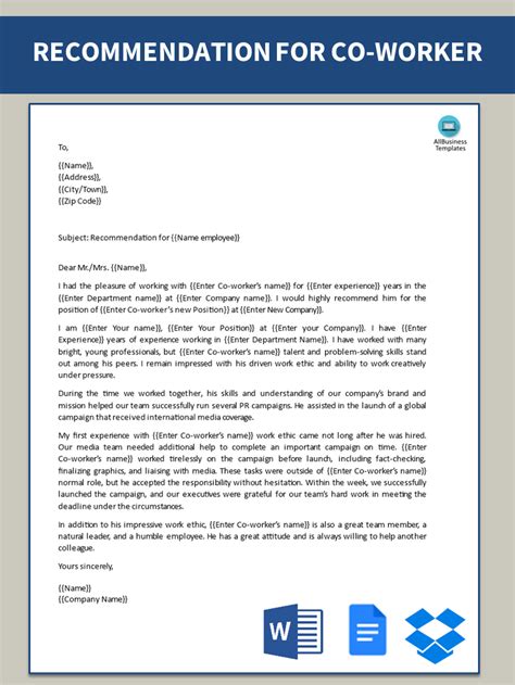 Hr Recommendation Letter Former Employee Templates At