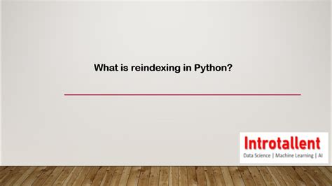 Reindexing In Python Youtube