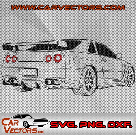 Nissan Skyline R34 Design Svg Vector Art Illustration Drawing Skyline