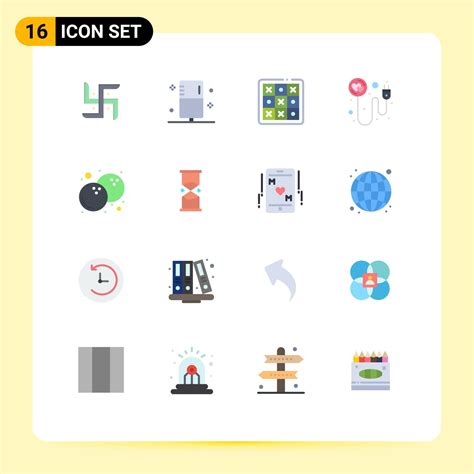 Set Of 16 Vector Flat Colors On Grid For Romance Plug Health Heart Tic Tac Toe Editable Pack Of