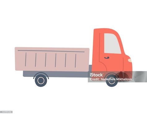 하얀 배경에 고립 된 귀여운 어린이 자동차 아이들지도 유치원 교육 직물 디자인을위한 손으로 그린 스타일의 재미있는 교통 만화 트럭 벡터 일러스트 레이 션 0명에 대한 스톡