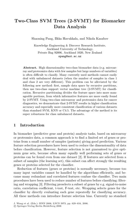 pdf two class svm trees 2 svmt for biomarker data analysis