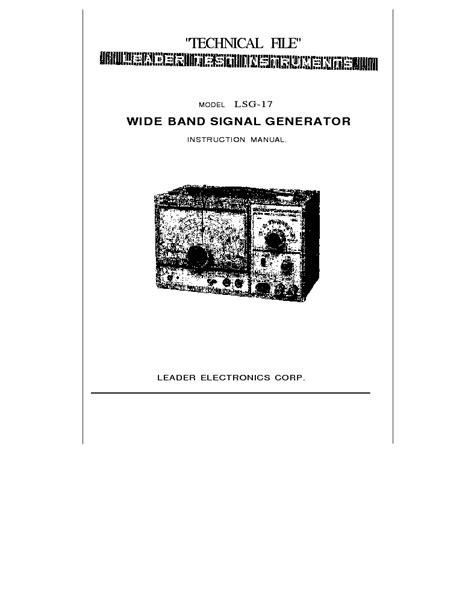 Leader Lsg 17 01150mhz Signal Generator Service Manual Download