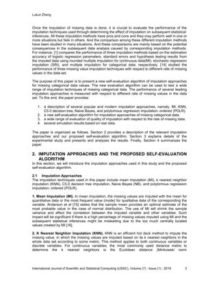 A Two Step Self Evaluation Algorithm On Imputation Approaches For Missing Categorical Data PDF