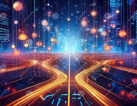 Abstract Digital World Illustration With Interconnected Nodes And