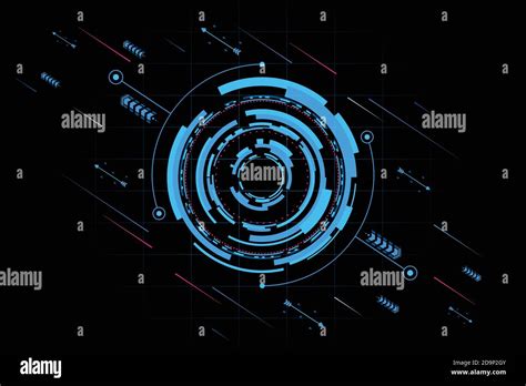 Abstract Circle Connection Futuristic With Flare Light On Grid Backgroundfuture Conceptvector