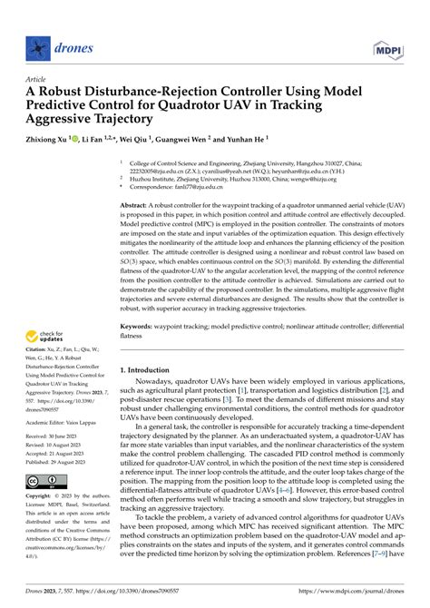 (PDF) A Robust Disturbance-Rejection Controller Using Model Predictive Control for Quadrotor UAV ...
