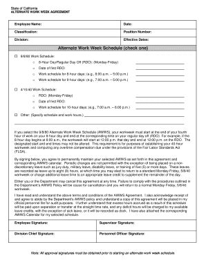 Alternate Work Week Request Form Calhr State Of California Fill Out
