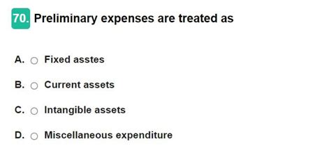 Solved Preliminary Expenses Are Treated As A Fixed Asstes