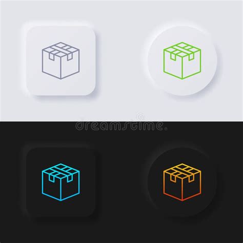 Box Icon Set Multicolor Neumorphism Button Soft UI Design Stock Vector Illustration Of