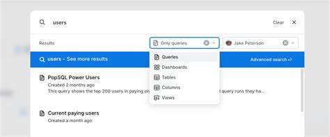 Schema And Global Search Filters Column Search On Table Pages