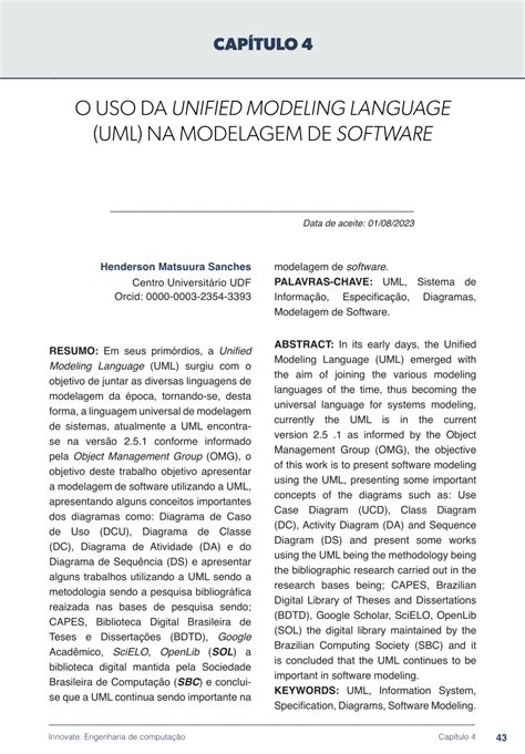 Pdf O Uso Da Unified Modeling Language Uml Na Modelagem De Software