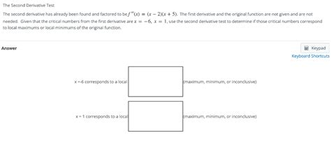 Solved The Second Derivative Test The Second Derivative Has Chegg