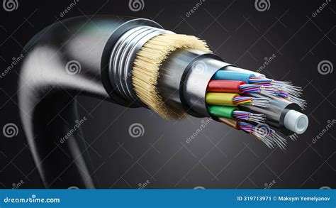 Fiber Optic Cable Multimode All Media Self Supporting Fiber Optic Cable Structure On Black