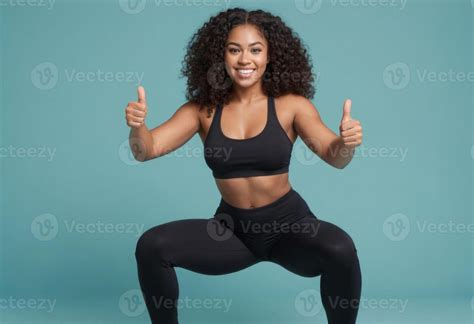 Ai Generated Fit Woman In Sportswear Performing A Squat Pose With