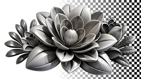 Gray Lotus Flower Monochrome Blossom Elegant Floral Element Png