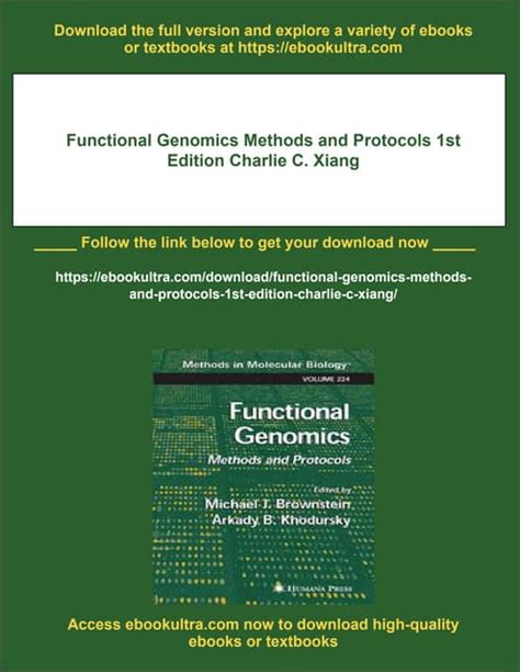 Functional Genomics Methods And Protocols 1st Edition Charlie C Xiang