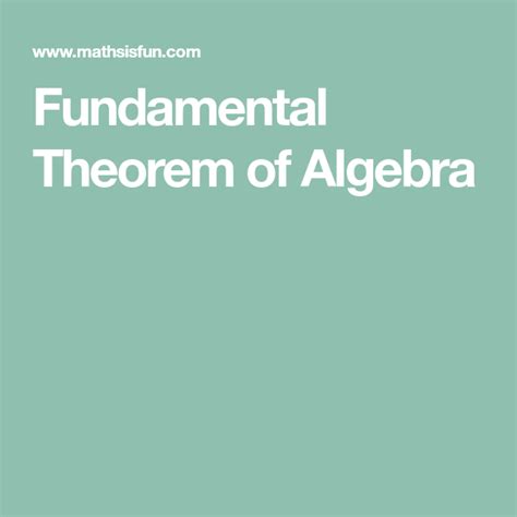 Fundamental Theorem Of Algebra Artofit