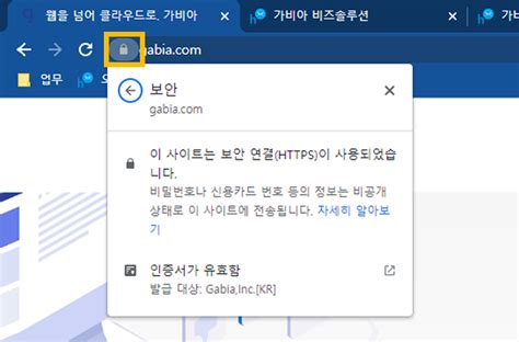 ssl 보안 구축이 된 사이트인지 확인하는 방법 가비아 라이브러리
