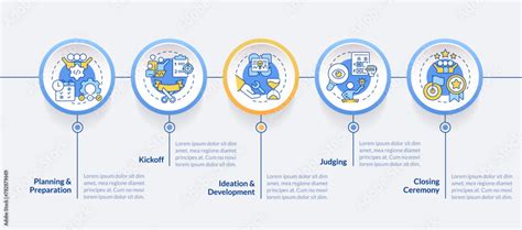 Hackathon Process Structure Blue Circle Infographic Template Data Visualization With 5 Steps