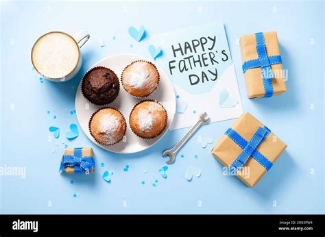 Happy Fathers Day Concept Greeting Card Fathers Day Breakfast With A Cute Letter On Light