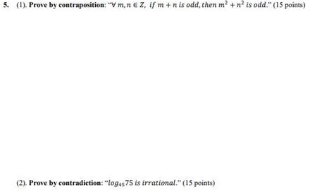 solved 5 1 prove by contraposition v m n e z if m n