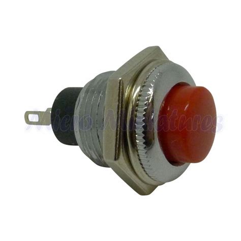 Chrome Low Profile Push To Make Button Switch Red Pack Of 5 Micro Miniatures