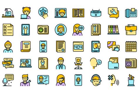 Personal Assistant Icons Set Vector Flat Graphic By Ylivdesign