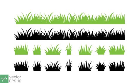 Green Lawn Grass Border Icon Grass Silhouette Texture Eco Organic