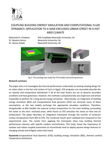 Pdf Coupling Building Energy Simulation And Computational Fluid